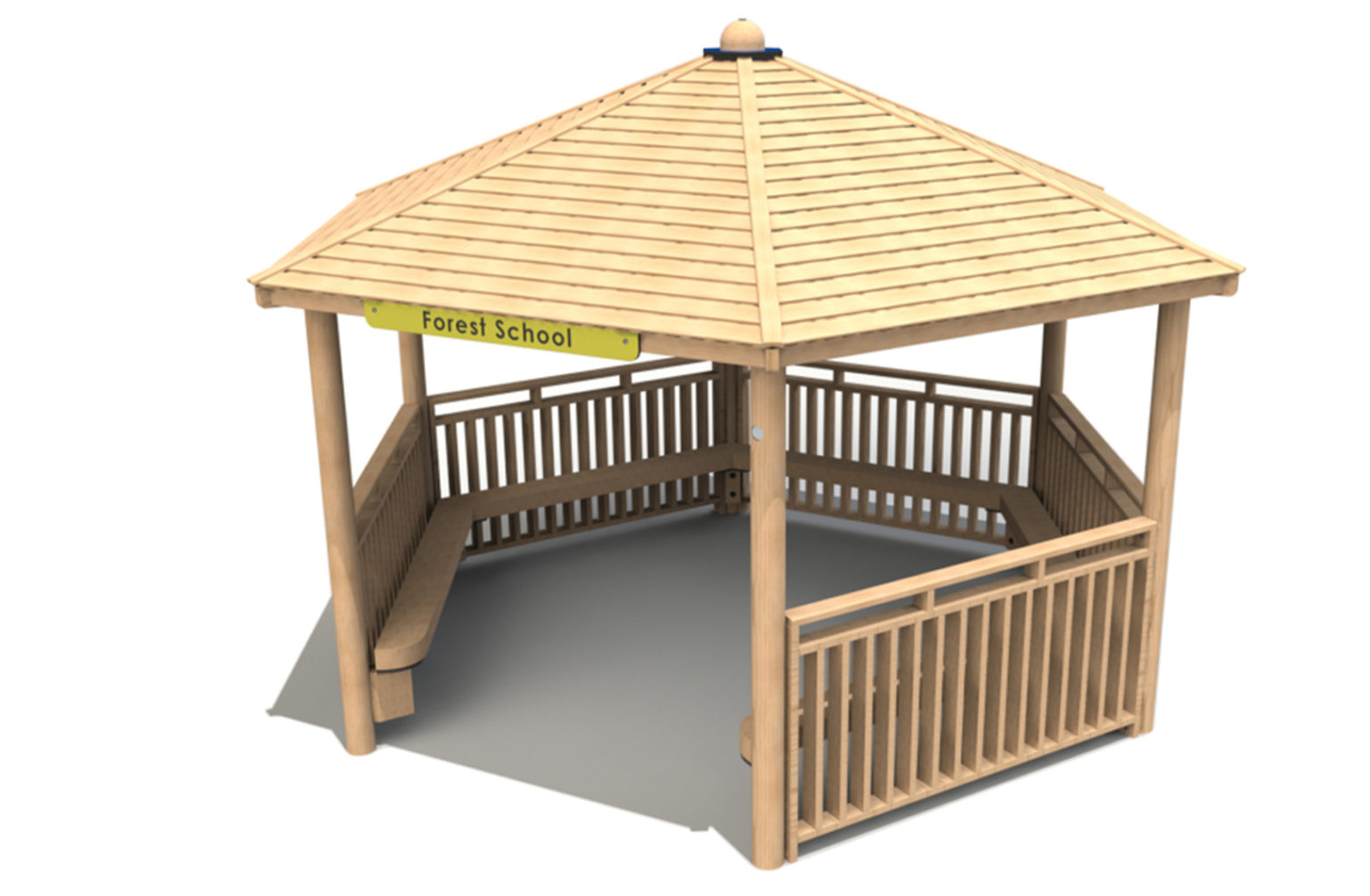 Extended Hexagonal Shelter with Seats, Infills and Floor - A E Evans