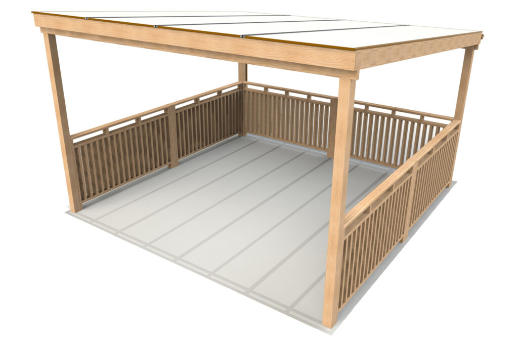 Polycarbonate Shelter with Planters and Seats - A E Evans