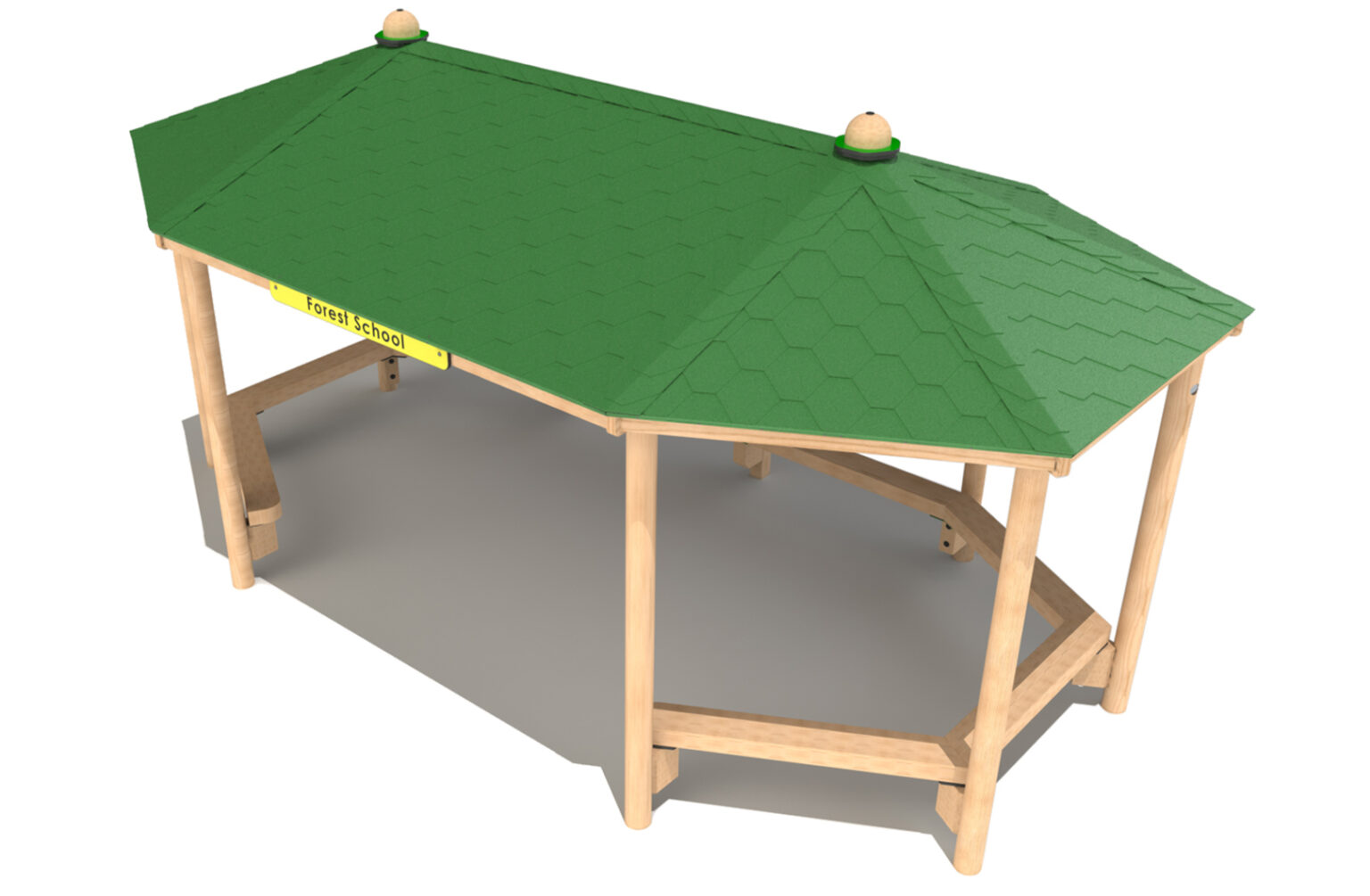 Extended Hexagonal Shelter with Seats, Infills and Floor - A E Evans
